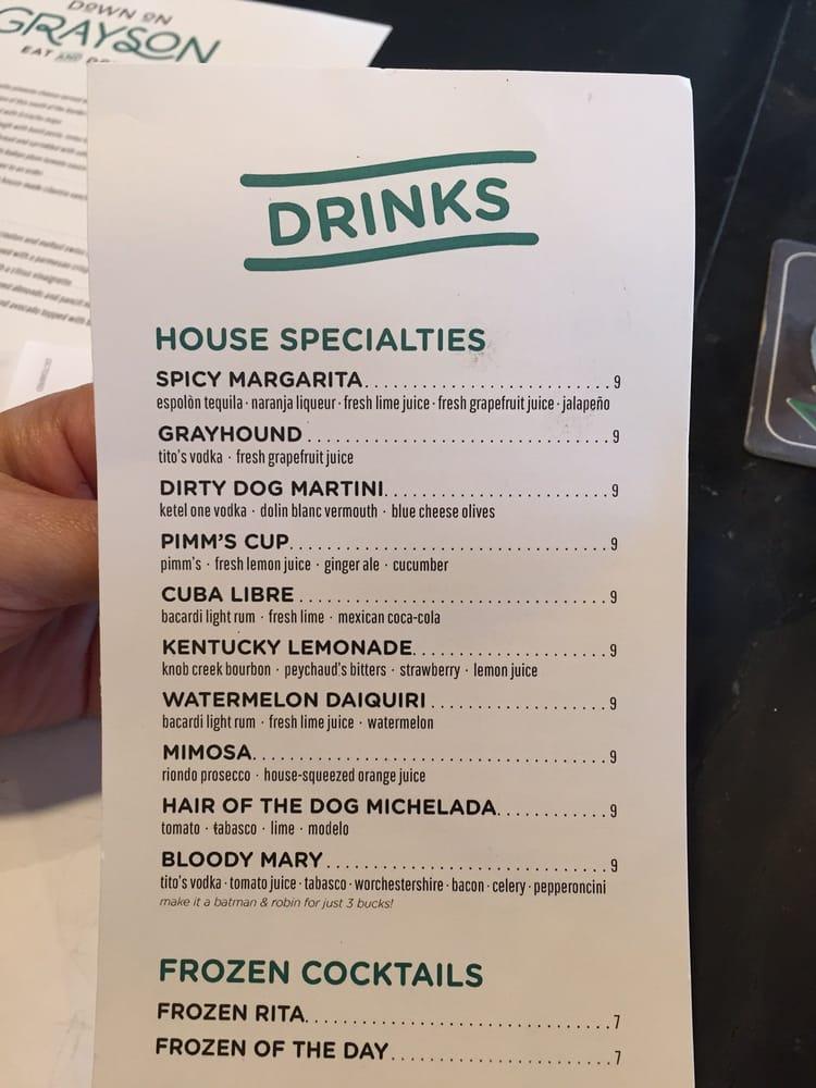 Menu at Down On Grayson pub & bar, San Antonio