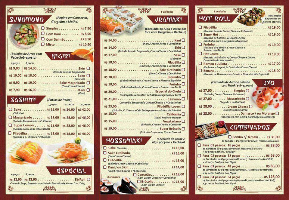 Menu em Japa Delivery Arraial do Cabo RJ restaurante, Arraial do Cabo