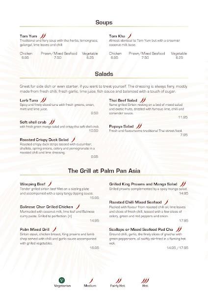 Menu at Palm Pan Asia Restaurant, Winchester