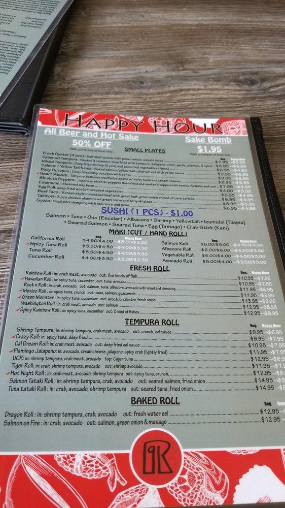 Menu at Sushi R91 restaurant, Riverside