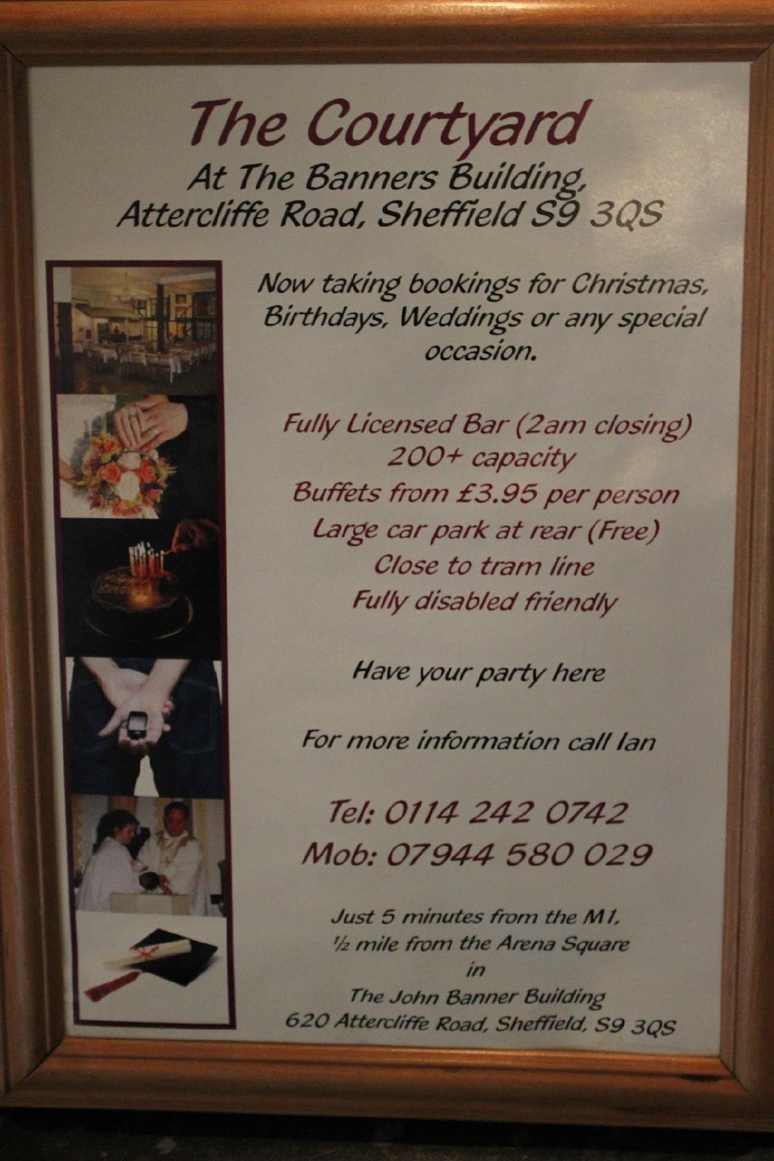 Menu at Courtyard Cafe & Bar, Sheffield