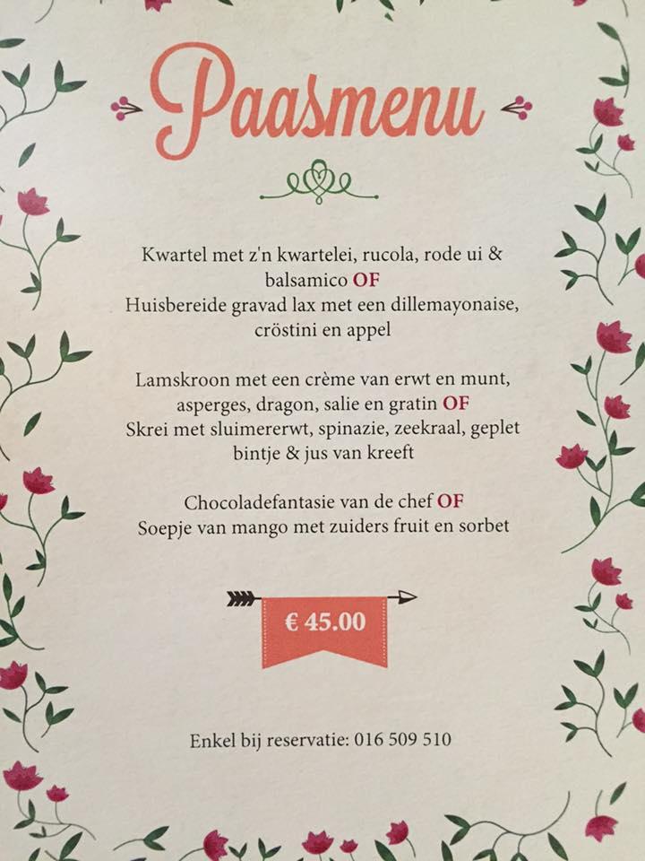 Menu at De Oude Kantien, Leuven