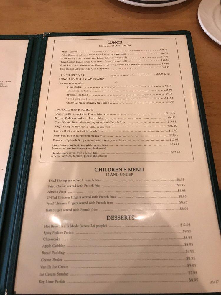 Menu at Drago's Seafood Restaurant - Hilton New Orleans Riverside, New ...