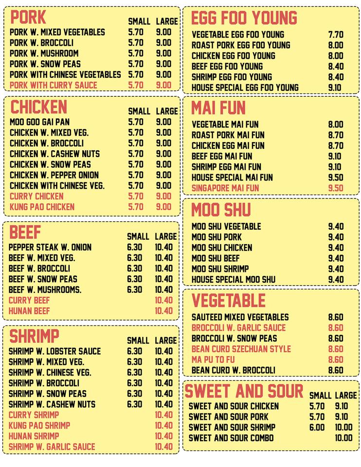 Menu at STAR WOK restaurant, Metairie, W Esplanade Ave A