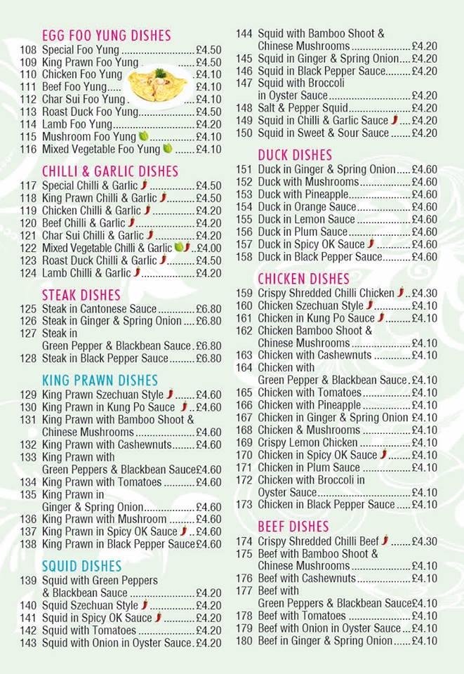 Menu at CHINESE OPEN KITCHEN Chinese Takeaway restaurant, Runcorn