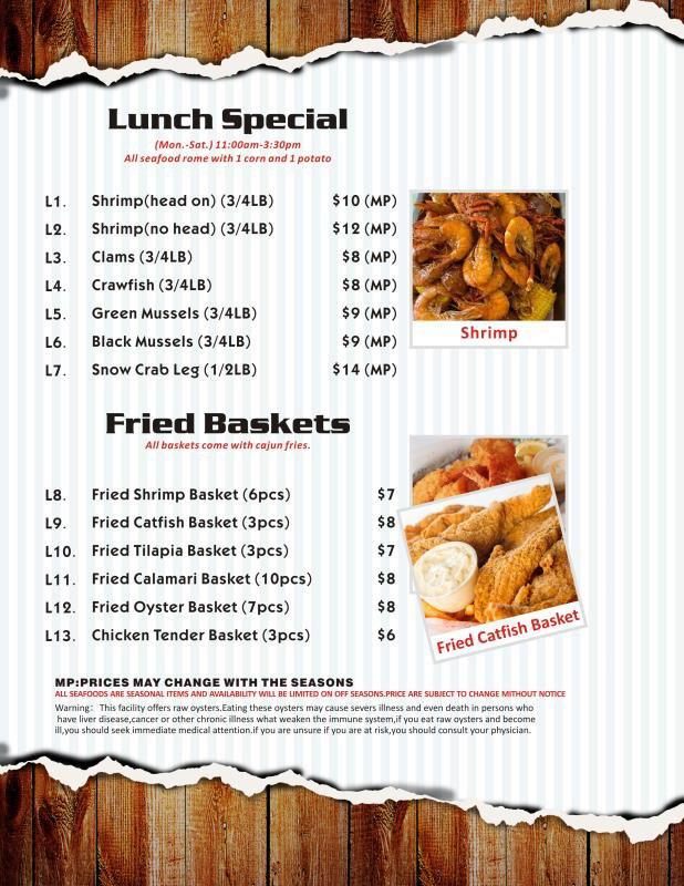 Menu at Craving Crab restaurant, Tulsa