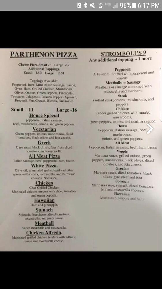 Menu at Dimitri's Greek Italian Restaurant, Greer