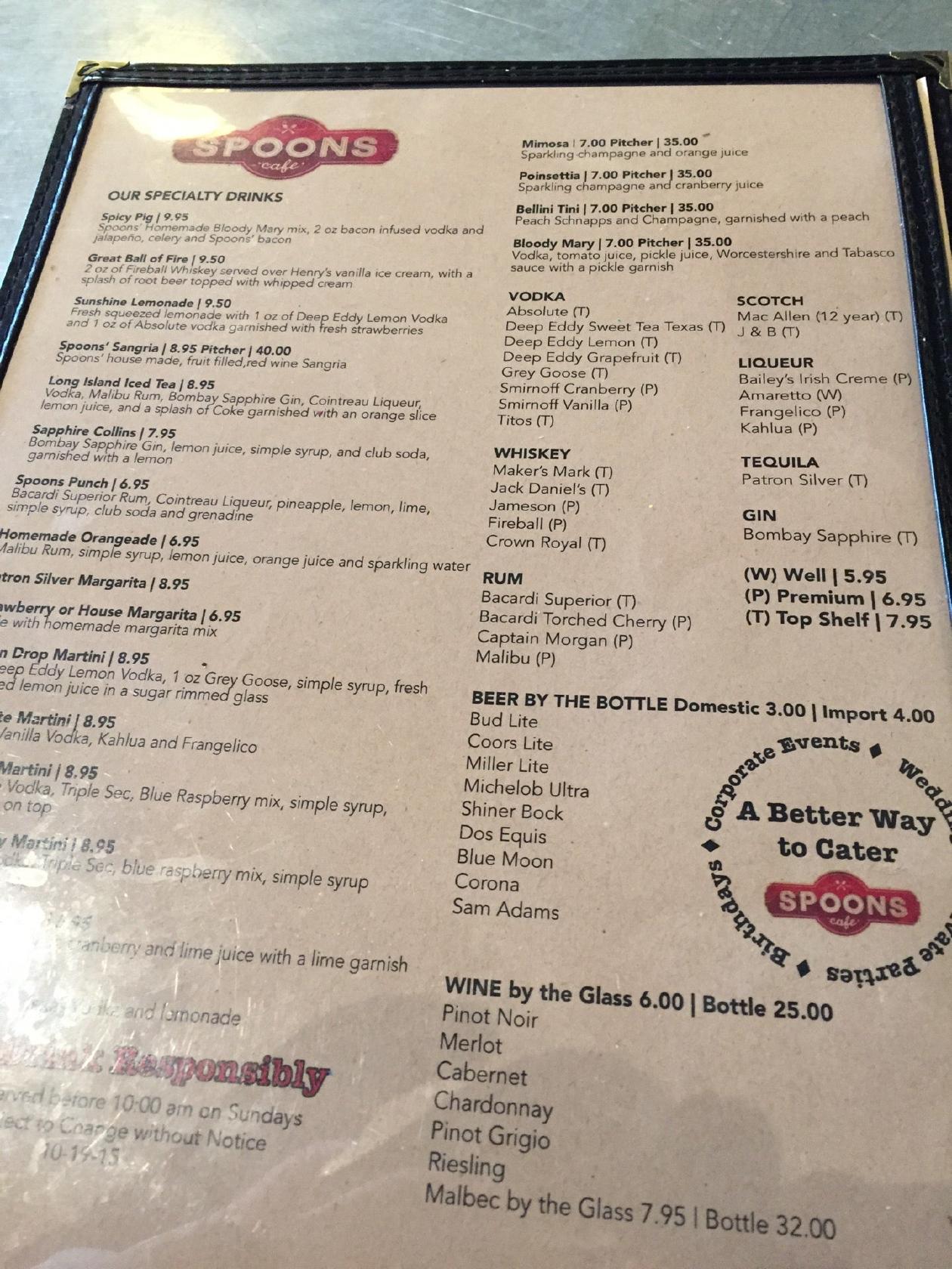 Menu at Harvest at the Masonic restaurant, McKinney