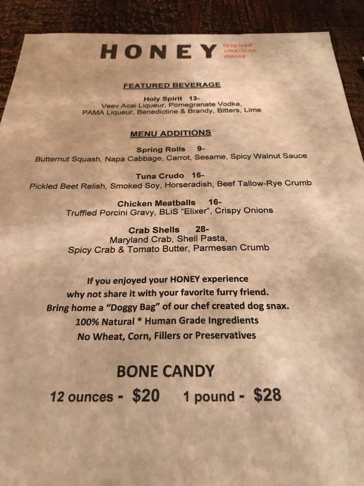 Menu at Honey pub & bar, Doylestown