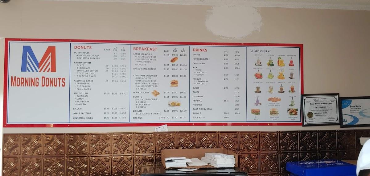 Menu at MORNING DONUTS pub & bar, Leesville