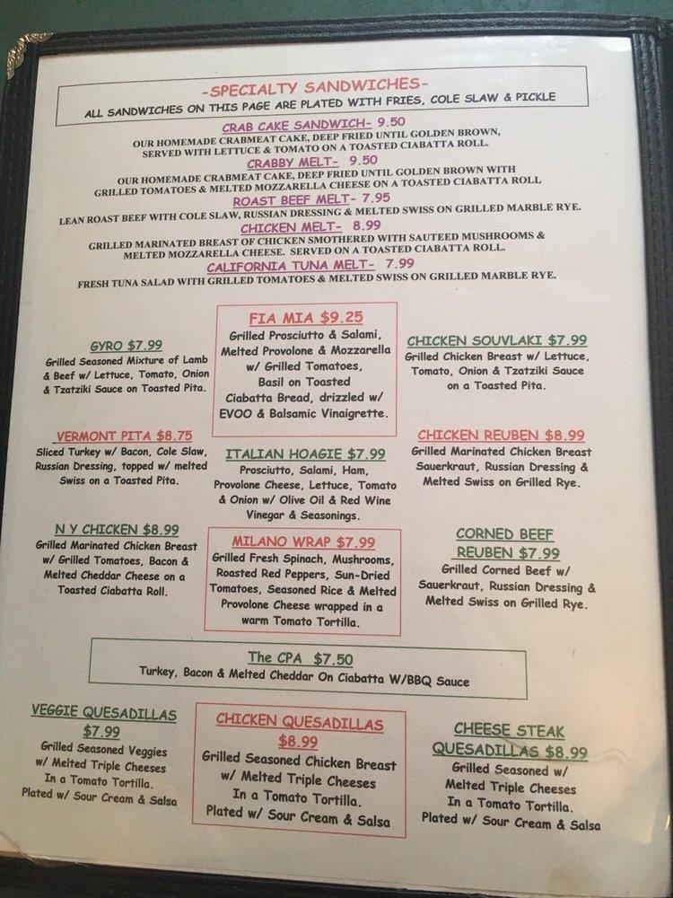 Carta del restaurante Market Street Grill, Onancock