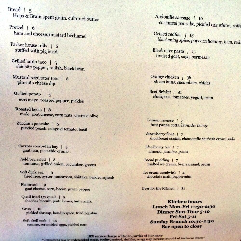 Menu at Odd Duck pub & bar, Austin