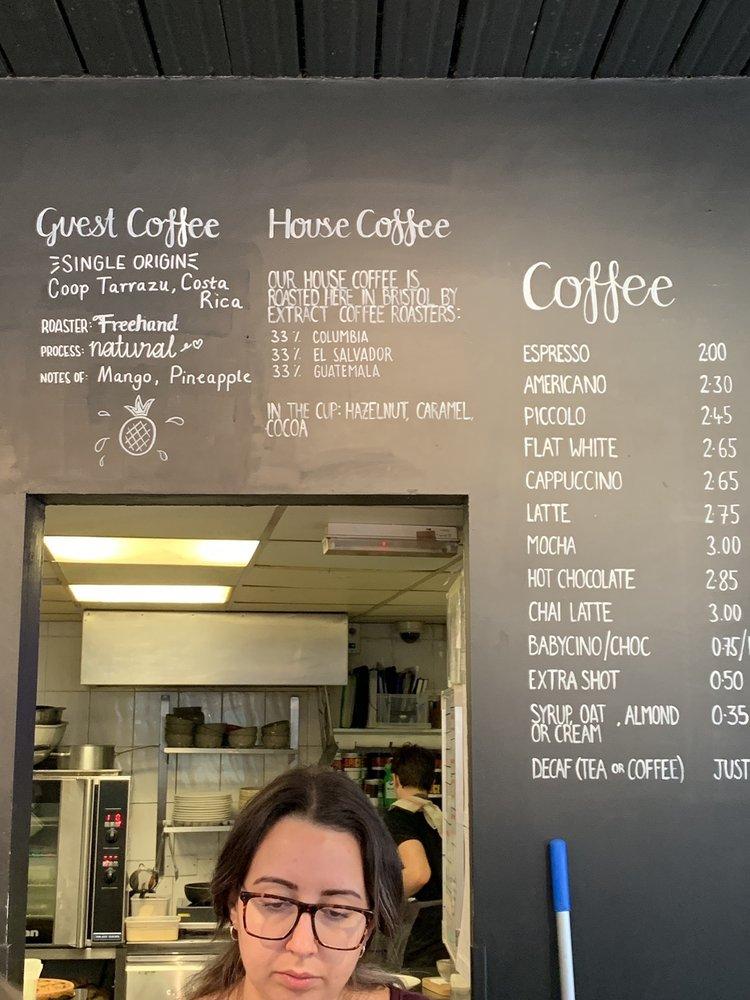 Menu at Spicer+Cole cafe, Bristol