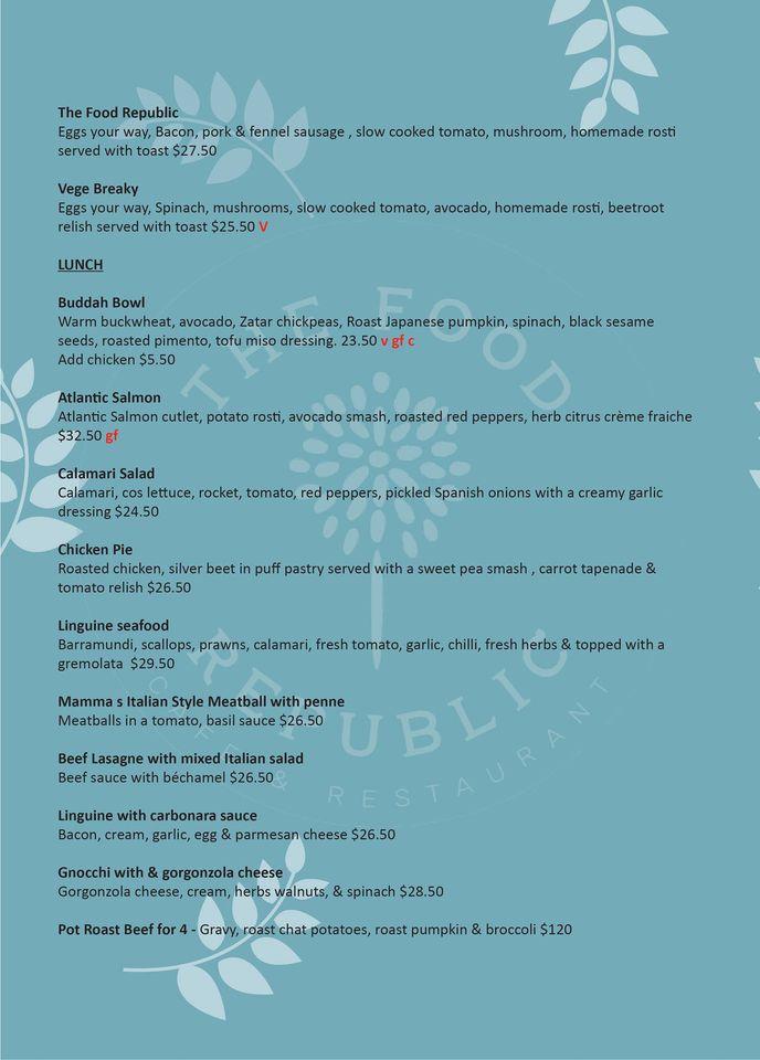 Menu at The Food Republic Cafe, Blackburn