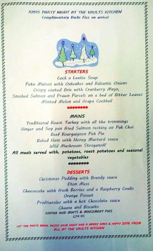 Menu at The Vaults pub & bar, Girvan