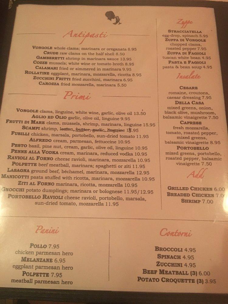 Menu at Patsy's Pizzeria, New York City, 2287 1st Ave.