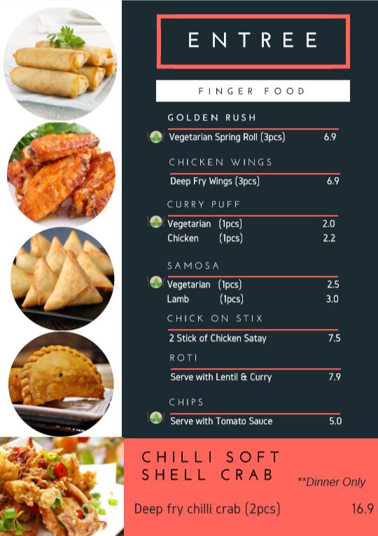 Menu at ROTI BAR, Melbourne, 416-418 Little Collins St