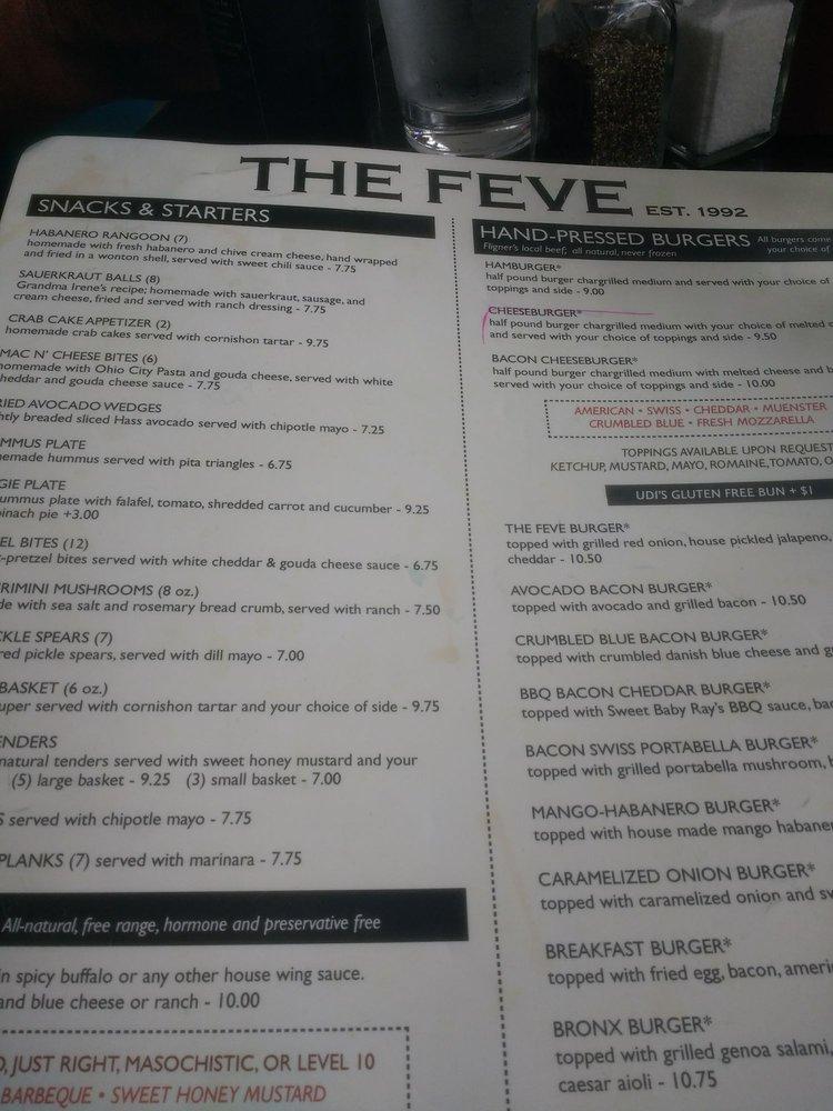 Menu at The Feve pub & bar, Oberlin