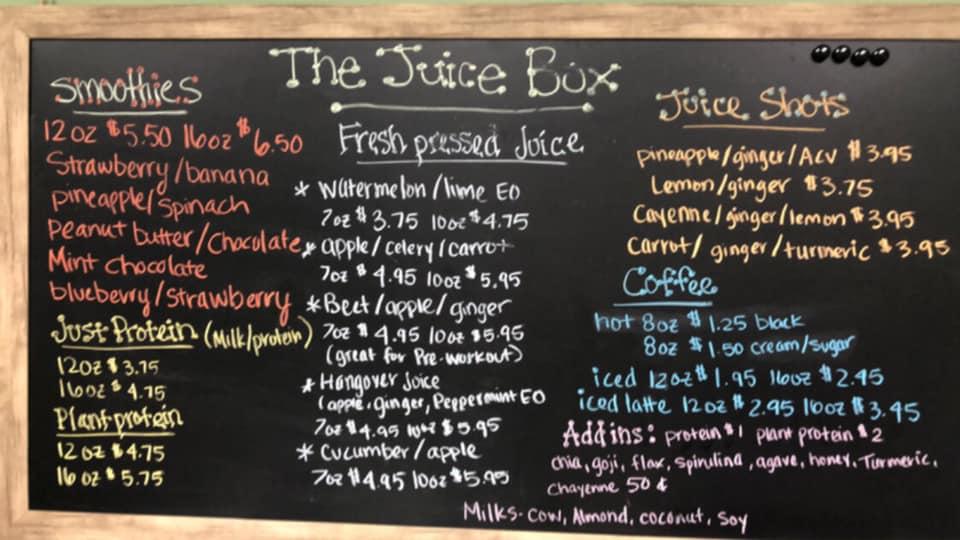 Menu at The Juice Box pub & bar, Live Oak