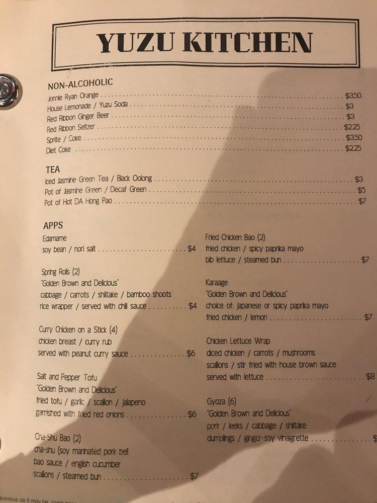 Menu at Yuzu Kitchen pub & bar, Pittsburgh