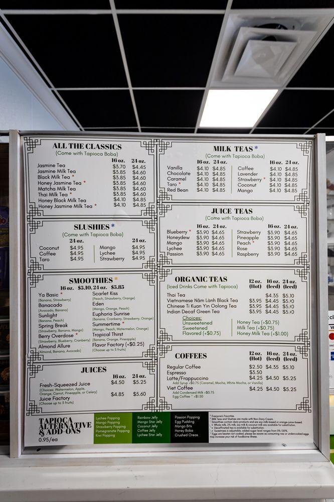 Menu at Black Pearl Boba Tea, Boca Raton