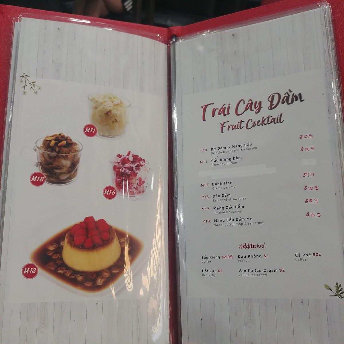 Menu at Cafe Nho, Cabramatta, 13 & 15 Belvedere Arcade
