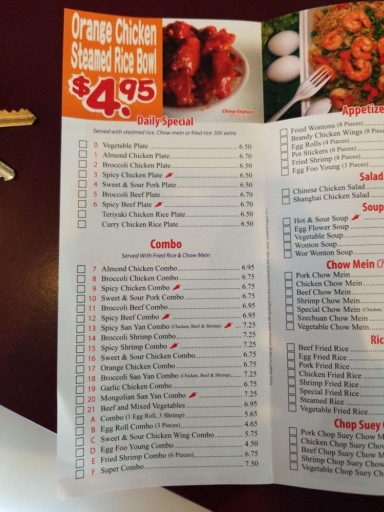 Menu at China Station Food To Go restaurant, Fresno