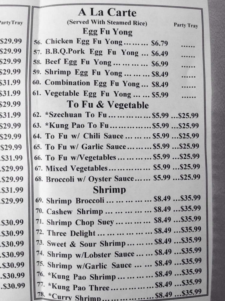 Menu at First Chinese Express restaurant, Lemon Grove