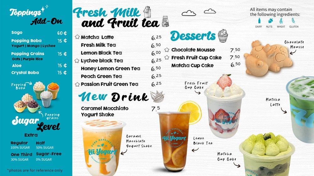 Menu at Hi Yogurt desserts, Mission Viejo