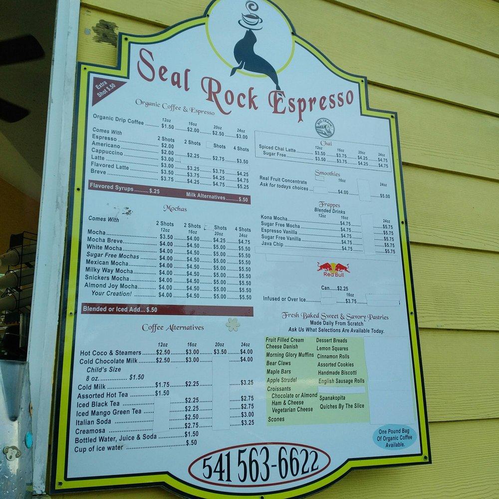 Menu at Seal Rock Espresso & Bakery, Seal Rock