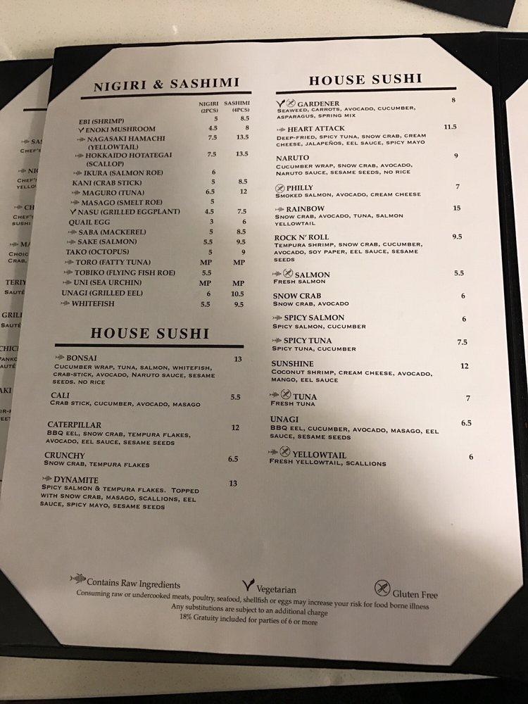 Menu at Umami Japanese Bistro restaurant, Baton Rouge