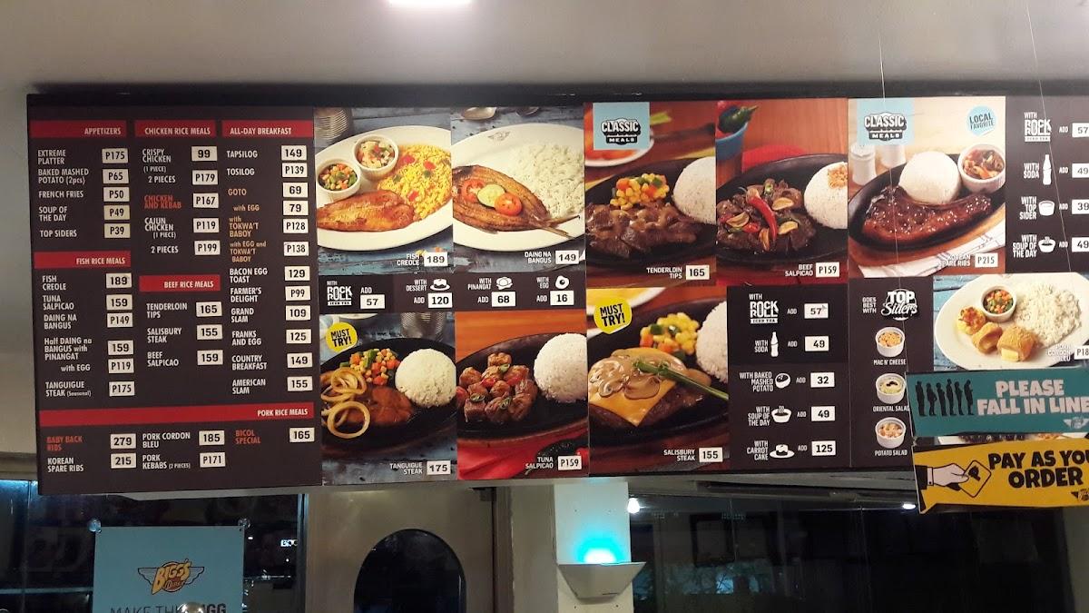 Menu at Bigg's Pili restaurant, Pili, Zone 1 1