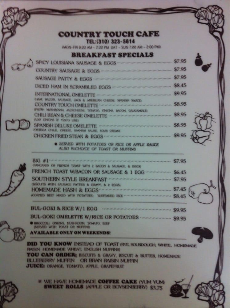 Menu at Country Touch Cafe, Torrance