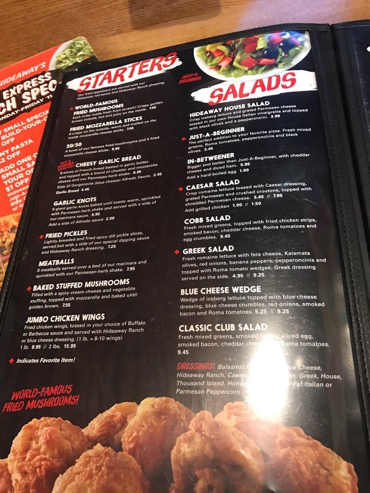 Menu at Hideaway Pizza pizzeria, Bartlesville