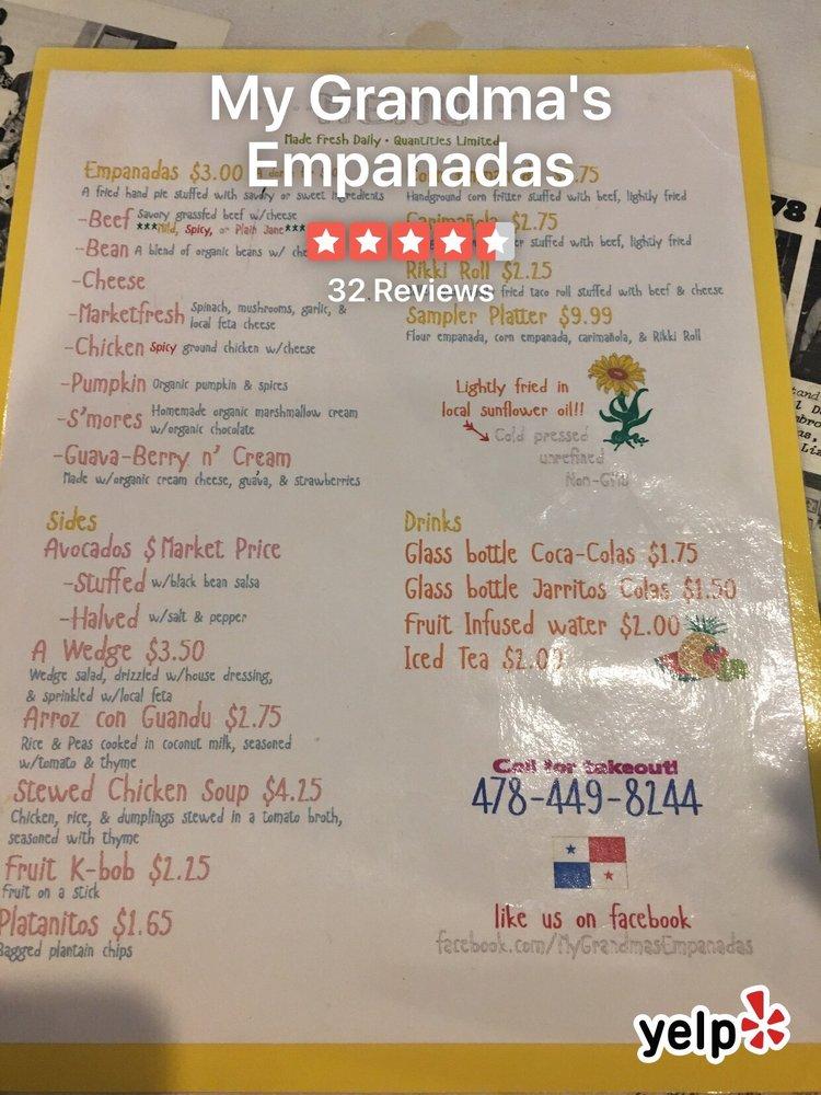 Menu at My Grandma's Empanadas restaurant, Warner Robins