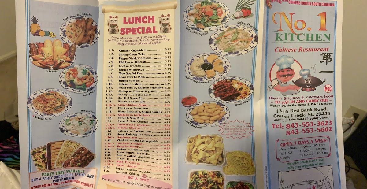 Menu at Number One Kitchen restaurant, Goose Creek, Red Bank Rd # 7