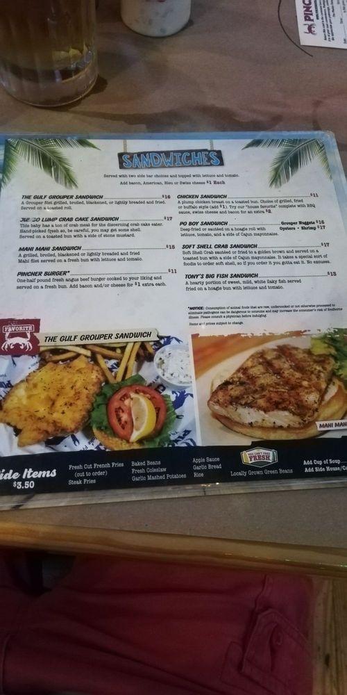 Menu at Pinchers desserts, Fort Myers Beach, San Carlos Blvd