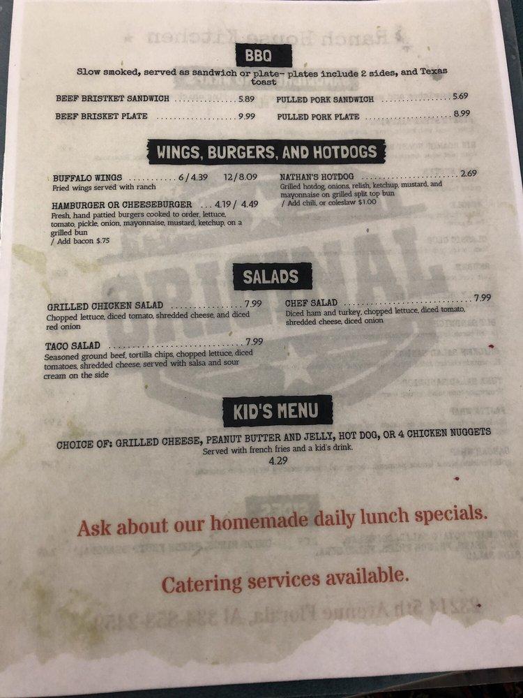 Menu at Ranch House Kitchen BBQ, Florala