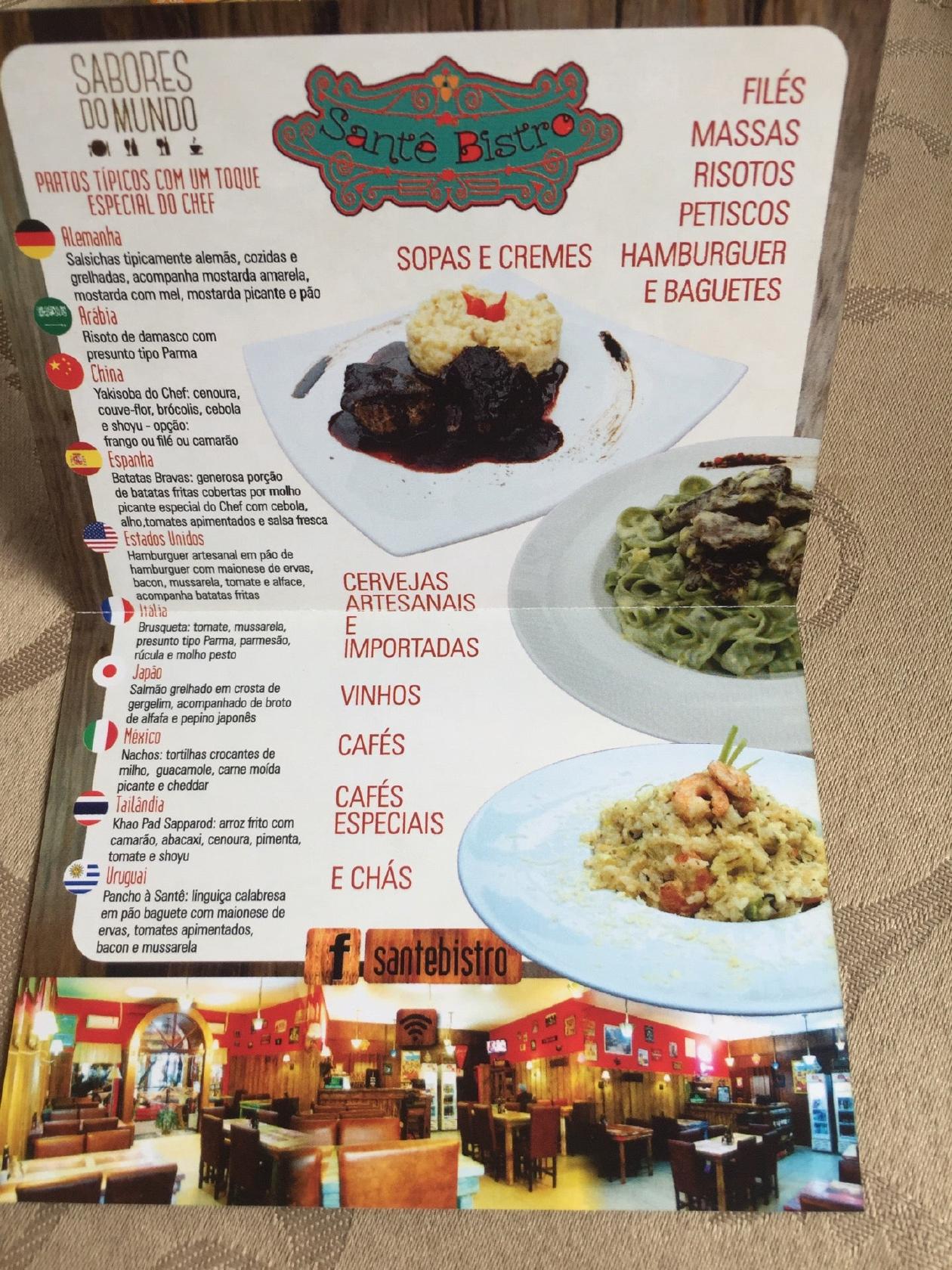 Menu at Santê Bistrô Sabores do Mundo, Canela