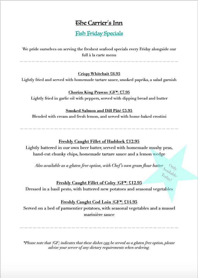 Menu at Carriers Inn pub & bar, Frodsham