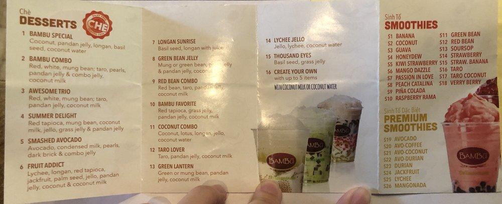 Menu at Bambu Desserts and Drinks, D'Iberville