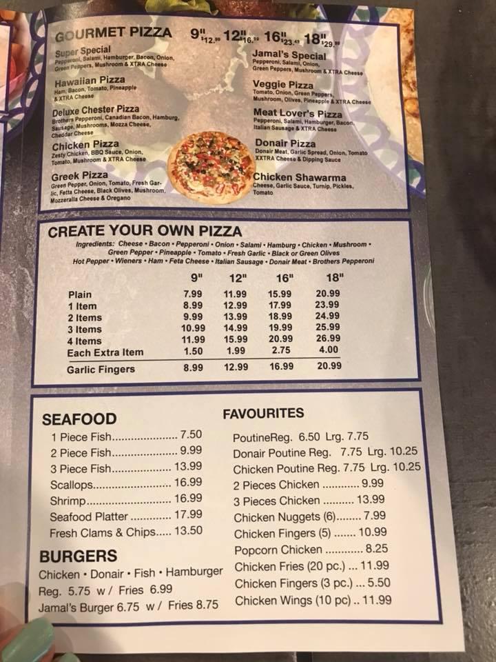 Menu at Chester Pizza & Mediterranean Foods pizzeria, Chester
