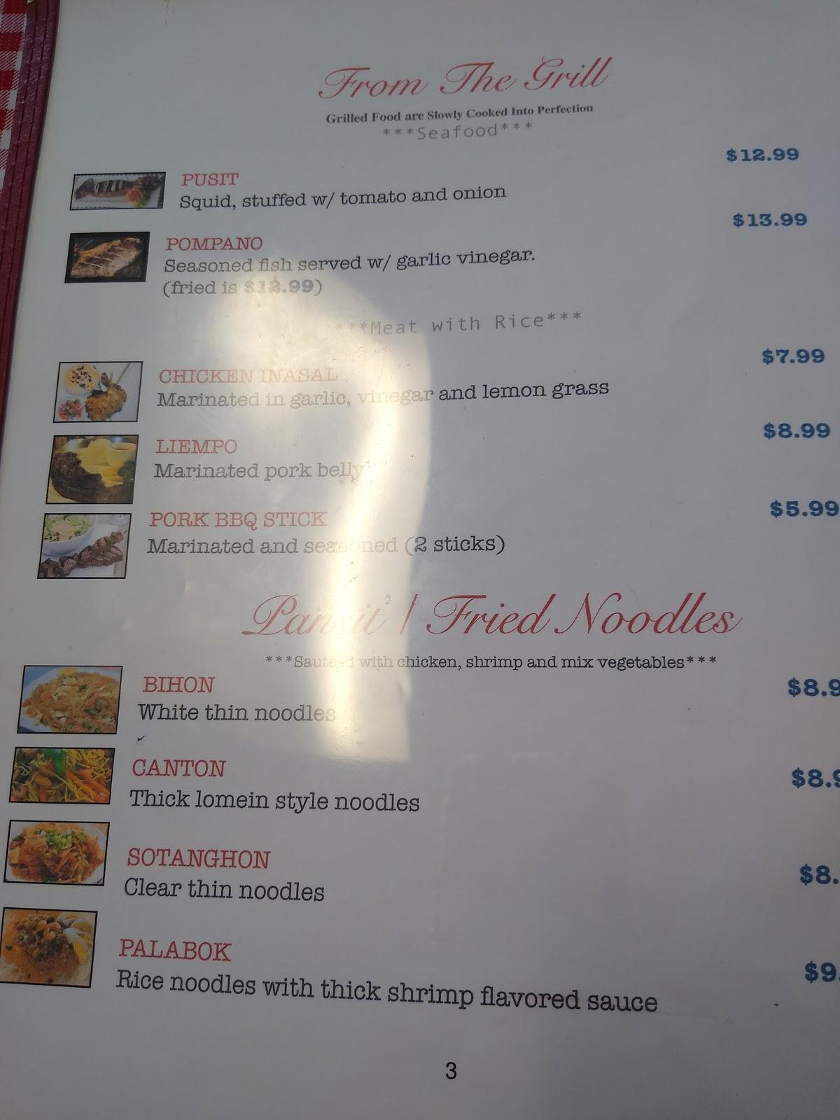 Menu at Kabayan Grill Filipino Restaurant, Kissimmee