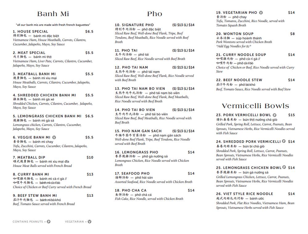 Menu at Merci Beaucoup Cafe, Vancouver