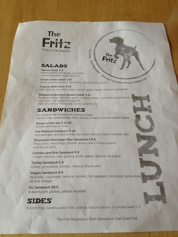 Menu at The Fritz pub & bar, Salida