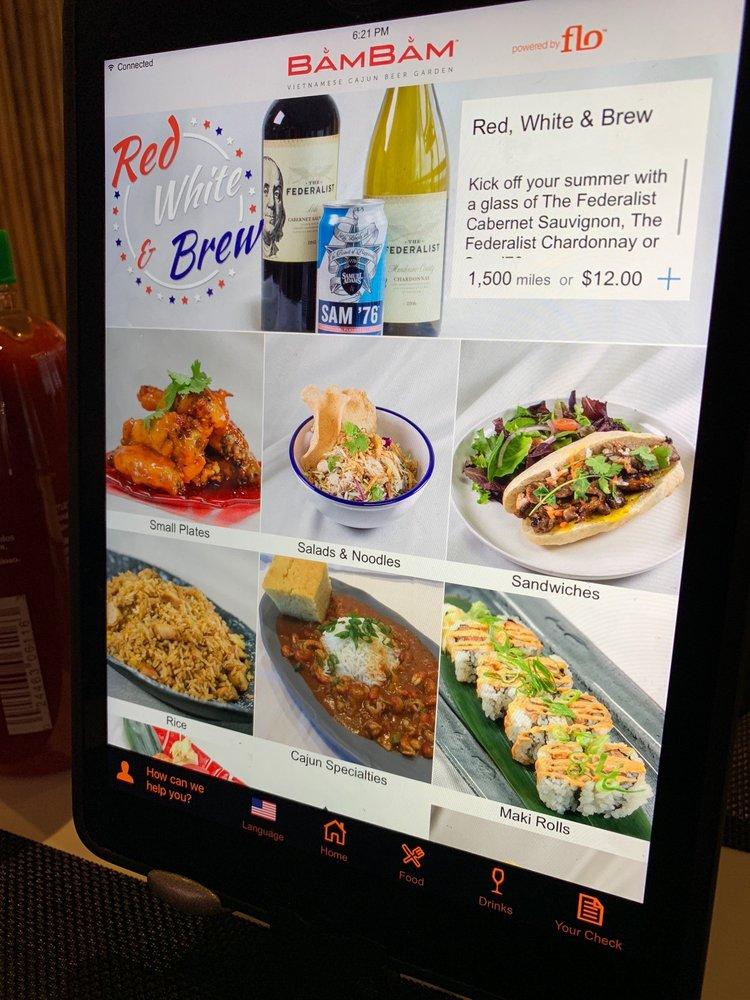 Menu at Bam Bam restaurant, Houston