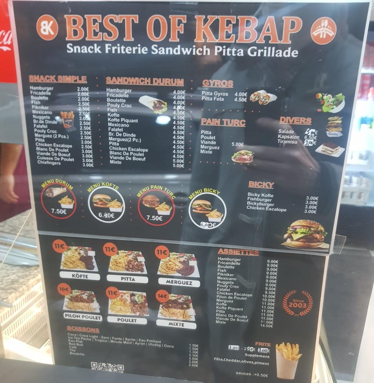 Menu at Best Of Kebab, Etterbeek, Av. des Casernes 11