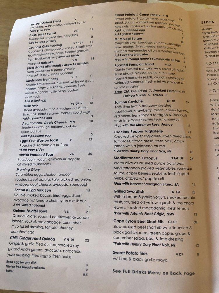 Menu at Blackwood Cronulla restaurant, Cronulla