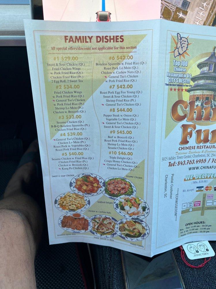 Menu at China Fun restaurant, Charleston, Ashley Town Center Dr #101