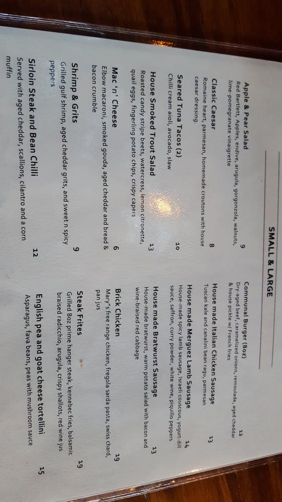 Menu at Communal Food And Drink pub & bar, South Pasadena